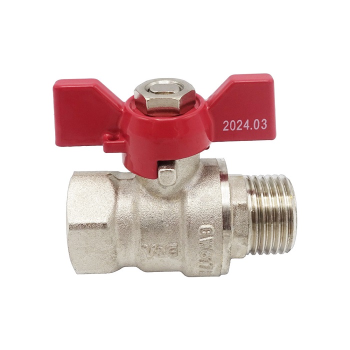 Кран кульовий (ВР-ЗР) V&G (Valogin) Optima червоний метелик | KTK.kiev.ua